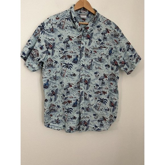 Columbia | Shirts | Columbia Button Front Shirt Cocktails Tiki Bar Palm ...